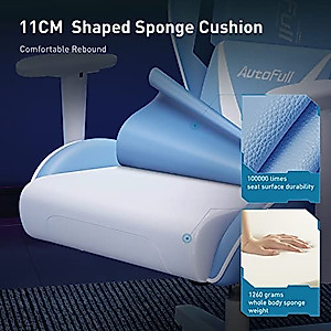 AutoFull C3 Gaming Chair Office Chair PC Chair with Ergonomics Lumbar Support, Racing Style PU Leather Multifunction Adjustable Computer Chair (Ice Blue)