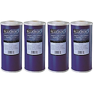 Bluonics Carbon Replacement Water Filters 4pcs GAC Granulated 4.5" x 10" Cartridges for Chlorine, Taste and Odor