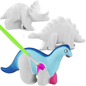 Paint 3 Large Dino Squishies - Paint a Squishy Kit - Make Your Own Squishies with Puffy Paint - Arts and Crafts Gifts for Kids, Boys & Girls - DIY Squishy Makeovers Painting Kit, Dinosaur Toys