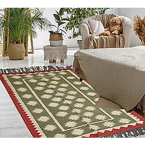 Handmade Wool Jute Area Rug for Bedroom Living Room,Custom Size, Kilim Rug Boho Jute Rug (10x14 feet)