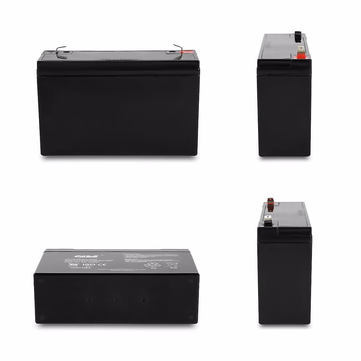 Casil CA6120 6V 12Ah Battery - 12Amp, 6V AGM Deep Cycle Battery, SLA Battery F2, VRLA Replacement, Emergency Light Battery 6V 12Ah - 2 Pack