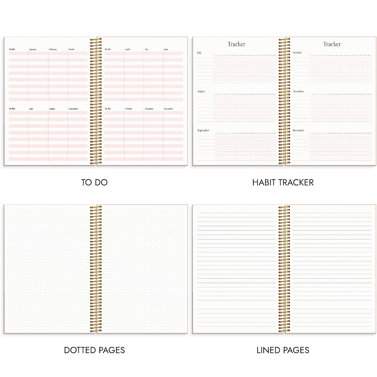 Burde Planner 2024 | Daily & Weekly Planner | Life Planner Pink Horizontal | 18 December 2023-5 January 2025 | Hardcover & Spiralbound A5 Format | Monthly & Yearly Overview | Stickers Included