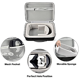Carrying Case for Meta for Quest 3 Oculus for Quest 2 Advanced All-in-One Virtual Reality Headset/Touch Controllers/Elite Strap VR2 Accessories with Silicone Face Cover, Lens Protector (No Device)