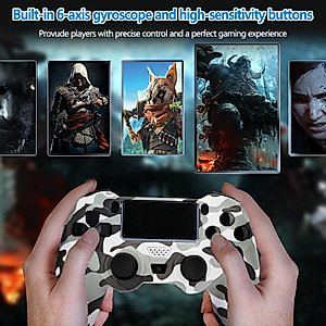 PGYFDAL 2 Pack Wireless Controller For PS4/Pro/PC, Gamepad with USB Cable/1000mAh Battery/Dual Vibration/6-Axis Motion Sensor/3.5mm Audio Jack/Multi Touch Pad/Share Button (Blue and Grey)