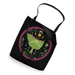 Aesthetic Luna Moth Witchy Floral Moon Phases Moon Moths Tote Bag