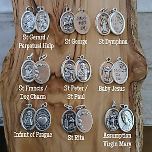 Custom Backpack Name Tags with Catholic Saint Medals - Personalized Bag Nametag