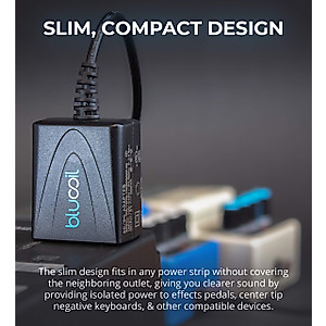 Blucoil 9V 670mA Power Supply with Slim US Plug AC Adapter Center Negative - Compatible with BOSS, Behringer, DigiTech, Jim Dunlop, MXR, Nobels, NUX, Roland, TC Electronic, Xotic, Zoom Effects Pedals