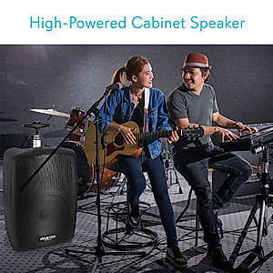 Pyle Wireless Portable PA Speaker System - 360W Bluetooth Compatible Battery Powered Rechargeable Outdoor DJ sound Speaker Microphone Set with MP3 USB SD FM Radio RCA 1/4" Mic In Wheels PPHP8MBA,Black