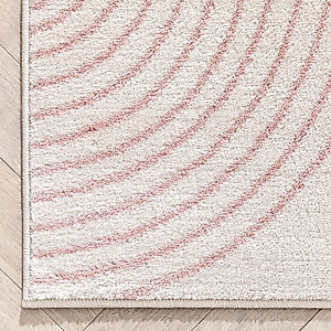 Well Woven Good Vibes Margot Blush Pink Modern Geometric Boxes & Lines 3D Textured 3'11" x 5'3" Area Rug