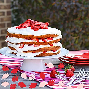 Keaziu 100PCS Strawberry Confetti Strawberry Table Pink and Red Confetti for Baby Shower Themed Bee Birthday Table Decoration Supplies (red)