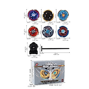 Gyros 6 Pieces Pack, Battling Tops Metal Fusion Starter Set with Stickers Two Launchers Gift Idea Toys for Boys Kids Children Age 6+…