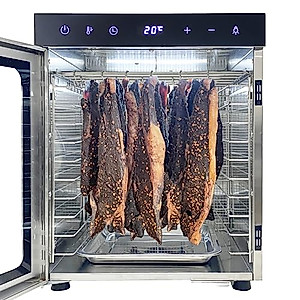 Biltong Boss Biltong Maker and Drying Cabinet, Food Dehydrator with Full Temperature Control, 10 Tray Capacity, for Meat, Vegetables and Fruits, Silver (800w)