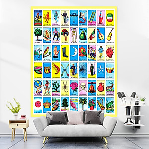 QYIMLI 5 x 7ft Loteria Cards Backdrop Mexico Party Theme Decorations Mexican Bingo Party Supplies Photography Banner