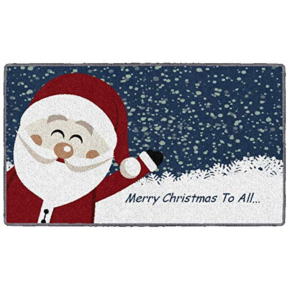 Brumlow MILLS Merry Christmas to All Washable Festive Happy Santa Indoor or Outdoor Holiday Rug for Living or Dining Room, Bedroom and Kitchen Area, 20" x 34", Navy