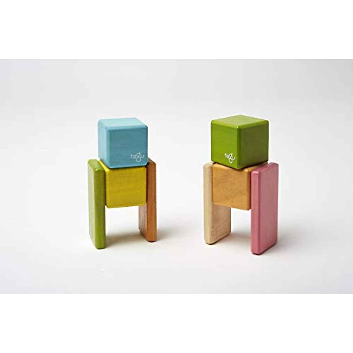 8 Piece Tegu Pocket Pouch Magnetic Wooden Block Set, Tints