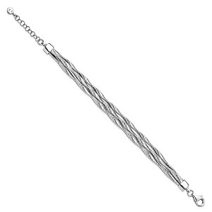 925 Sterling Silver Polished Multi strand Fancy Lobster Closure Rhodium Plated 3 strand With 1inch Ext. Bracelet 7 Inch Jewelry for Women