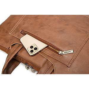 Kinmac 360° Protective Waterproof PU Leather Laptop Shoulder Messenger Sleeve Briefcase case Bag (13 inch-14 inch, Coffee PU)