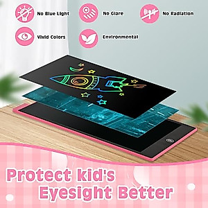 LCD Writing Tablet, 12 Inch Colorful Doodle Board Drawing Tablet for Kids, Reusable Electronic Drawing Pad, Learning Toys Birthday Gift for 3 4 5 6 7 8 Years Old Girls Boys (Pink)