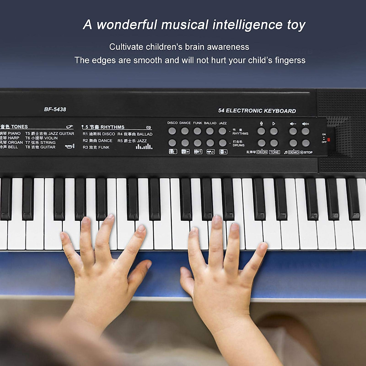 Portable Electronic Organ, Elegant Electronic Keyboard, Mini Electronic Keyboard, 54‑Key Electronic Organ, School for Chidren Home Adult