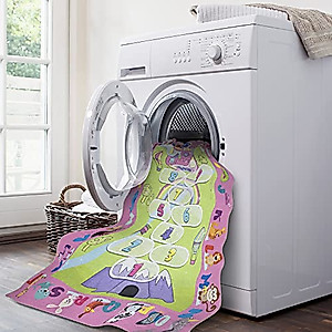 Ottomanson Machine Washable Wrinkle Free Hopscotch Princess Design Cotton 4x6 Kid's Area Rug for Playroom, Kid's Room, Bedroom, Kindergarten, 4' x 6', Pink