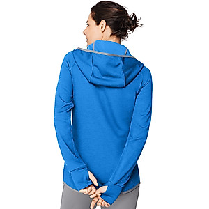 Hanes womens Sport Performance Full Zip Hoodie Fleece Jacket, Black Heather/Dada Grey Binding, X-Large US