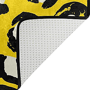 ALAZA Black Yellow Leopard Print Non Slip Area Rug 5' x 7' for Living Dinning Room Bedroom Kitchen Hallway Office Modern Home Decorative