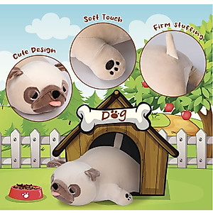 Spring Country Bulldog Plush Toy, 20 Inch Stuffed Animal Throw Plushie Pillow Doll, Soft Fluffy Puppy Dog Hugging Cushion - Present for Every Age & Occasion