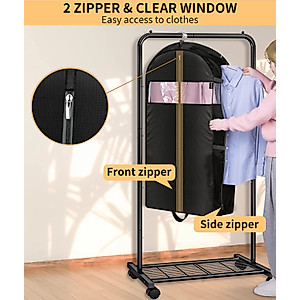 MISSLO 10" Gusseted Garment Bags for Hanging Clothes Compression 43" Suit Bags for Closet Storage Space Saver Clothes Bags for Travel Suit Cover Bags, 3 Packs