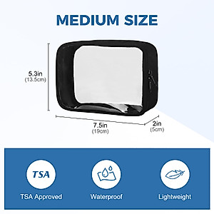 TSA Approved Clear Toiletry Bag 2 Pack, Quart Size 3-1-1 Toiletries Pouch for Travelling Flight Cosmetic Bags with Zipper Mens Womens Toiletry Organizer Bag Portable Liquids Packing Pouch, Black