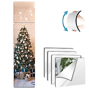 BQRIS Unbreakable Full Length Wall Mirror,The Door Mirror,2Pack 9.84''x9.84'',Acrylic Mirror Kids,Shatterproof Plexiglass Long Mirrors for Bedroom Closet,Children Non Glass Stick on Mirror