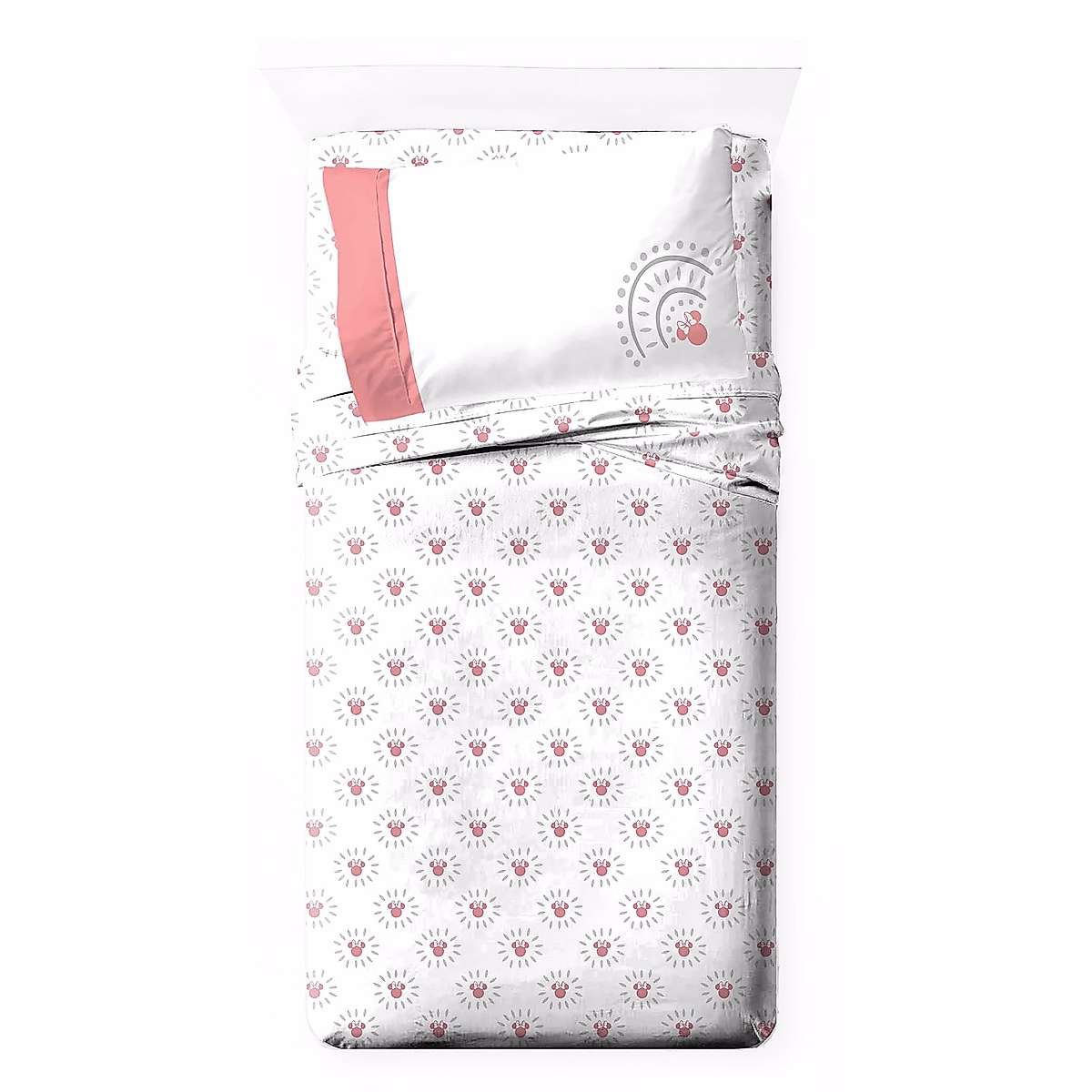 Jay Franco Disney Minnie Mouse Twin Sheet Set - Super Soft Pink Mandala 3 Piece Bedding Set - Kids Microfiber Sheets Includes Reversible Pillow Covers