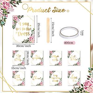 33 Pieces Say Yes to the Dress Signs Paddles Wedding Dress Shopping Signs with Wood Sticks and Double Side Tape for Bridesmaids and Brides Bachelorette Party Games Gifts