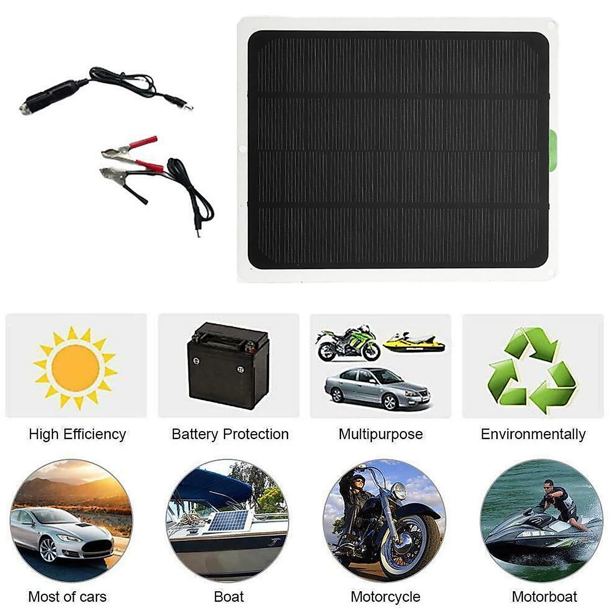FOLOSAFENAR Portable Solar Panel, DC12V Type C Dual USB Output Solar Power Panel Slow Charging Long Lasting Battery Life 10W for Travel