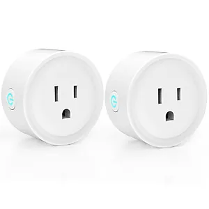 Smart Plugs That Work with Alexa Google Home Siri, Wireless 2.4G WiFi Outlet Controlled by Smart Life Tuya Avatar Controls APP, 10A Mini Socket Enchufe Inteligente with Timer, Round, 2 Pack