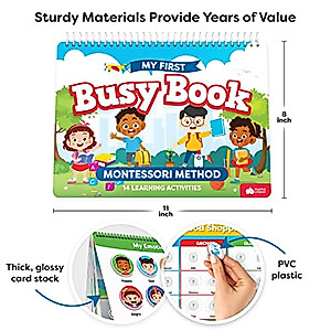 Montessori Busy Book for Toddlers Ages 3 and Up - Pre K Preschool Learning Activities Book - Autism Sensory - Kindergarten Educational Toys for 3 Year Old - My Preschool Busy Book Ages 3-4 4-8 5-7