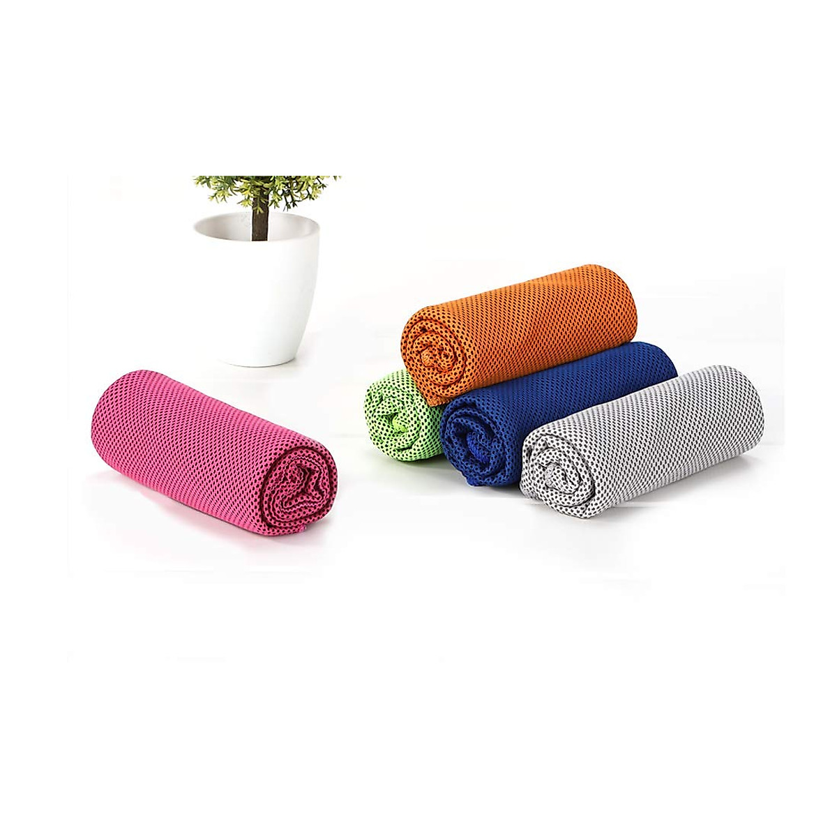 AINAAN Cooling Towel, Microfiber Quick Cooling for Yoga Sport Running Gym Camping Fitness with Handle Bottle（Green）