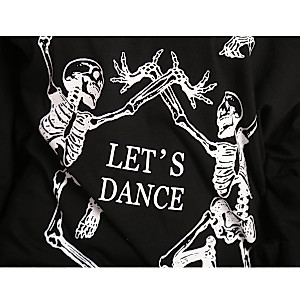 LuFeng Women's Christmas Halloween Off Shoulder Skeleton Printing Funny T-Shirt Long Sleeve Sweatshirts Pullover Tops Black