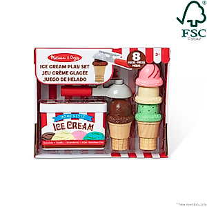 Melissa & Doug Scoop and Stack Ice Cream Cone Magnetic Play Set, Multicolor - Pretend Food, Ice Cream Toy For Toddlers And Kids Ages 3+.