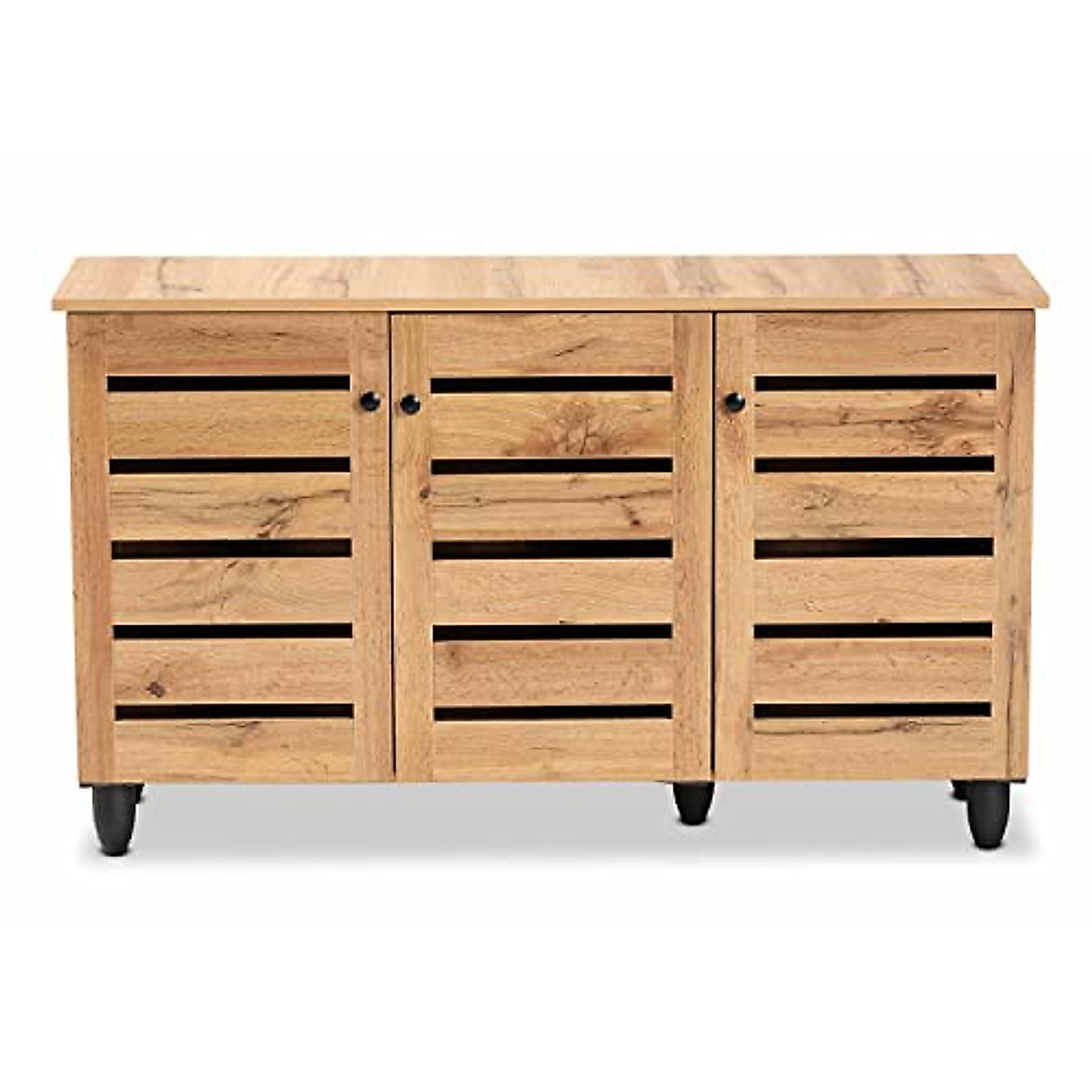 Baxton Studio Gisela Modern and Contemporary Oak Brown Finished Wood 3-Door Shoe Storage Cabinet