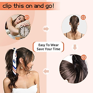 LOMMEL Ponytail Extension Claw Clip Ponytail Extension for Women 20 Inch Long Wavy Ponytail Extensions Synthetic Ponytail Hairpiece Natural Soft Daily Use (18/613)