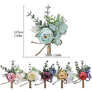 Wrist Corsage and Boutonniere Set, Artificial Champagne Rose Corsage Wristlet and Men's Boutonniere for Wedding Prom Party Homecoming Ceremony Anniversary(1Boutonniere+1Wrist Corsage)