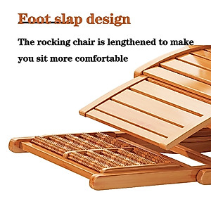 Wooden Folding Rocking Chair Zero Gravity Chair Garden Deck Chairs Reclining Sun Lounger Chairs,Patio Rocking Chairs Bamboo Loungers for Heavy Duty Adults Elderly