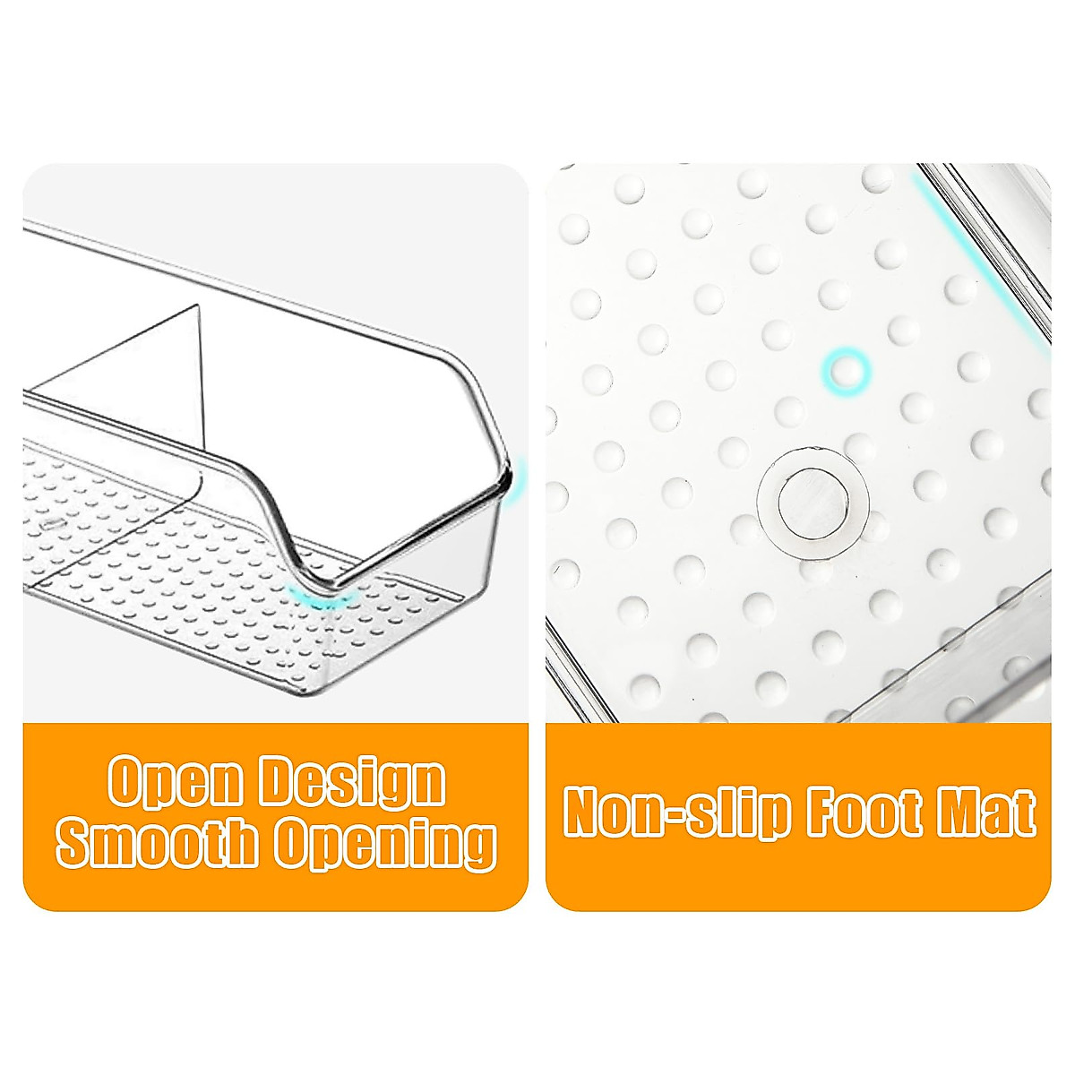 CYEAH 3 Pcs Tea Bag Organizer, 11 x 3.5 x 3 in Clear Tea Bag Holder Oragnizer, PET Tea Bag Storage Organizers, Drink Mix Packet Organizer for Sugar Packet Coffee Condiment Spices Countertop Cabinet