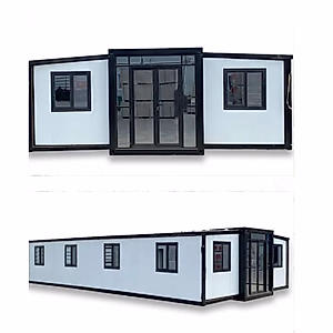 40FT Tiny House to Live in,SAA Portable Prefab House with 3 Bedroom 1 Full Equipped Bathroom and Kitchen,Foldable Mobile Home with Steel Frame,Prefabricated Expandable Container House for Adult Living