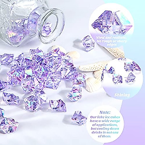DomeStar Purple Fake Ice Rocks, 150PCS Purple Holographic Acrylic Crushed ICES Sparkling Purple Fake Diamonds Holographic Plastic Purple Gems Marble Vases Fillers Table Scatter Decoration