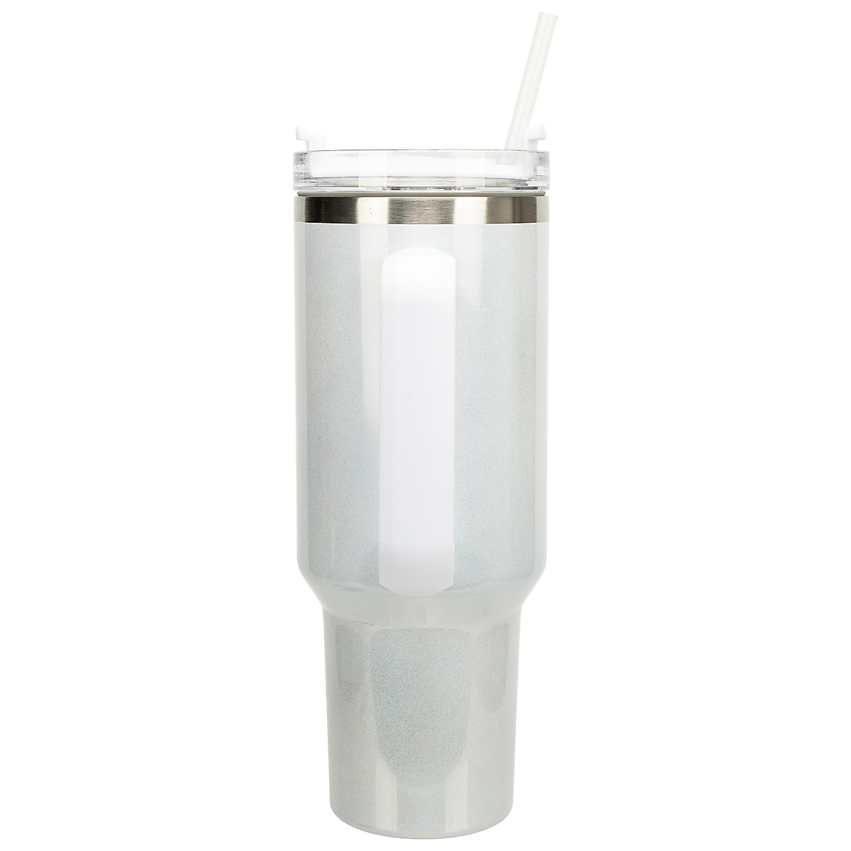 Elanze Designs 40 oz Stainless Steel, Large Water Bottle, Coffee Mug, Spill & Leak Resistant, Thermal Travel Tumbler With Handle, Lid & Straw, Pearl White