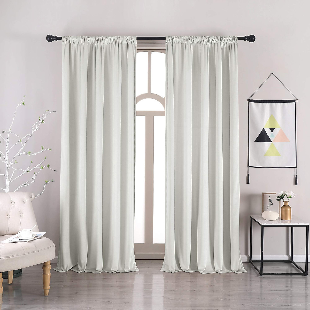 nanbowang Bleach White Velvet Curtains 84 Inches Long Soft Curtains Rod Pocket Thermal Insulated Curtains Window Treatment for Bedroom Light Filtering Curtains Set of 2 Panels