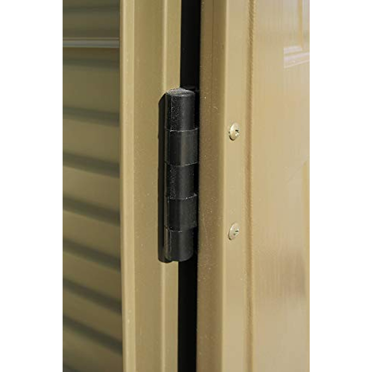 Duramax 0638801402145 Woodbridge Plus 10.5 x 8 Plastic Garden Shed with Foundation Kit & Fixed Window Brown-15 Years Warranty, 10x8, Brown & Ivory