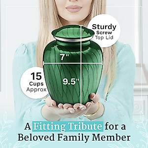 GetUrns Embrace Personalized Rose Adult Cremation Urn with Custom Engraving for Human Ashes for Funeral, Burial, Niche or Columbarium –200 Cubic Inches–Urns for Adult Ashes (_Pearl Green Double Sided)