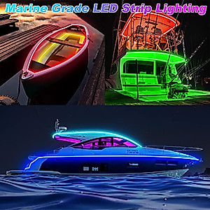 Tendist 50FT LED Boat Lights Strip, IP66 Marine LED Strip Pontoon Boat Light App Control, 12V RGB Waterproof Boat Interior Light, Night Fishing Lighting for Bass Boat, Kayak, Jon Boat, Cabin, Deck